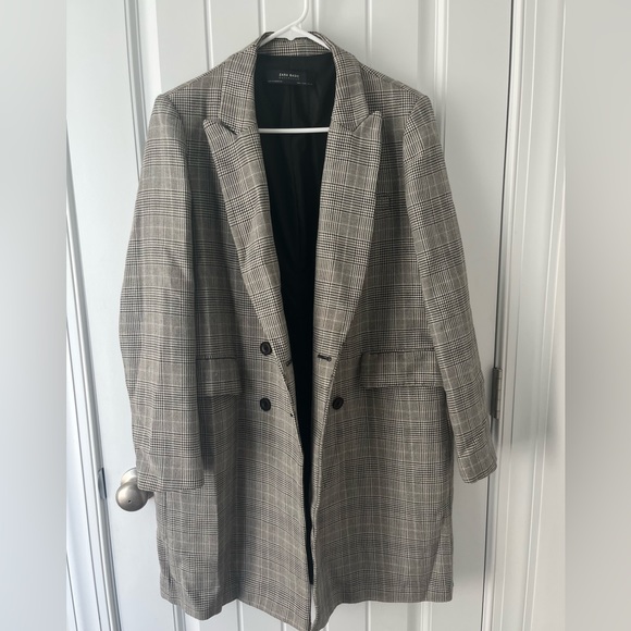 Zara | Jackets & Coats | Zara Checkered Pea Coat | Poshmark